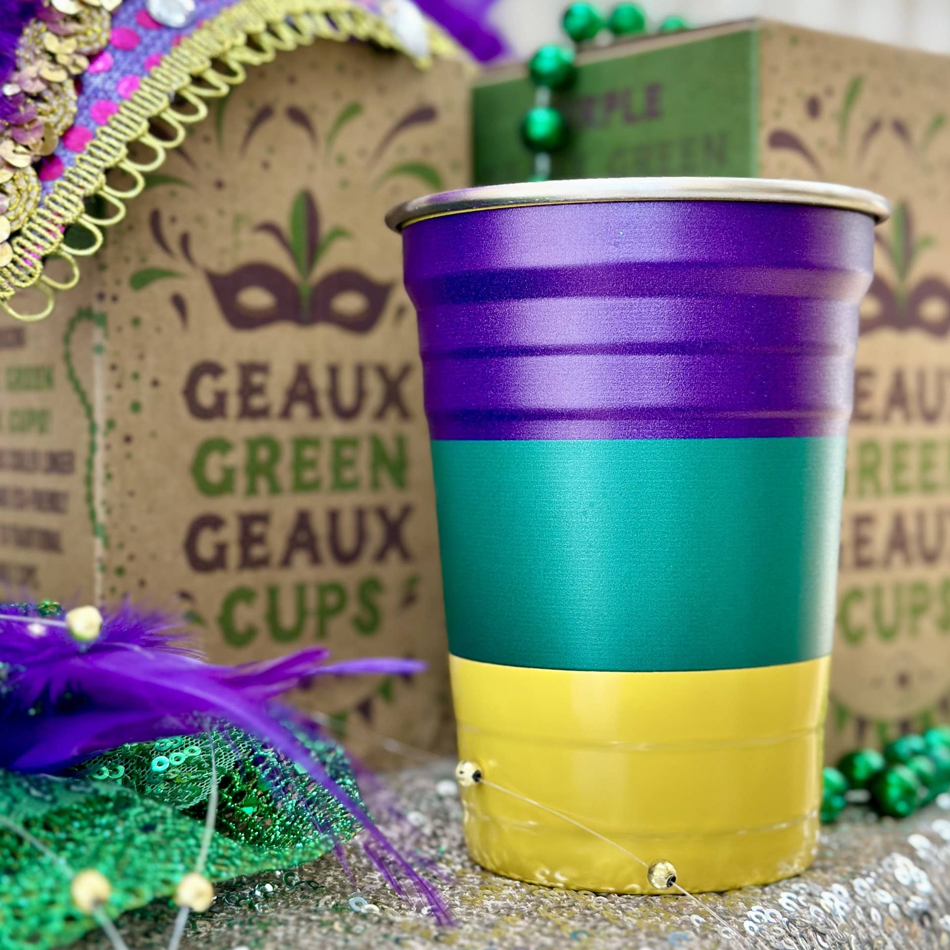 Mardi Gras Geaux Cups – ThreeStitches